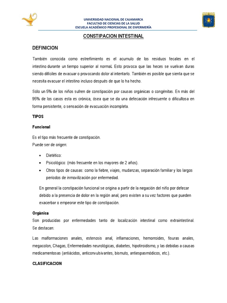 Constipacion Intestinal y Dolor Abdominal | PDF | Estreñimiento | Abdomen