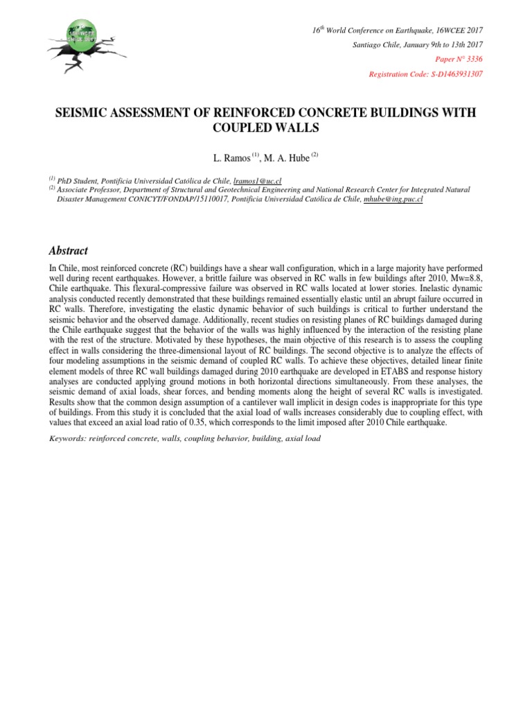 Seismic Assessment of Reinforced Concrete Buildings With Coupled Walls ...