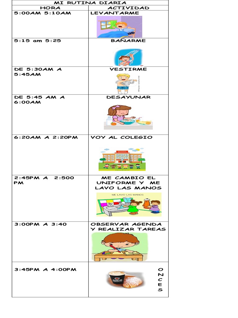 Ejemplo de Rutina Diaria | PDF