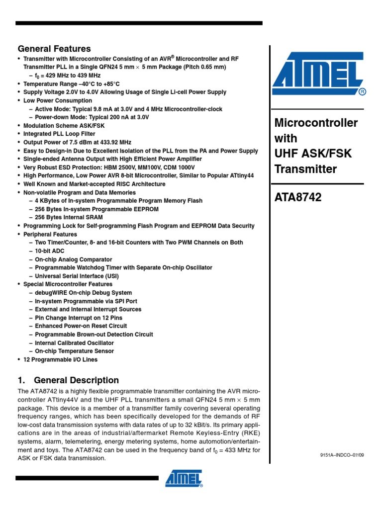 Ata8742 PDF | PDF | Amplifier | Microcontroller