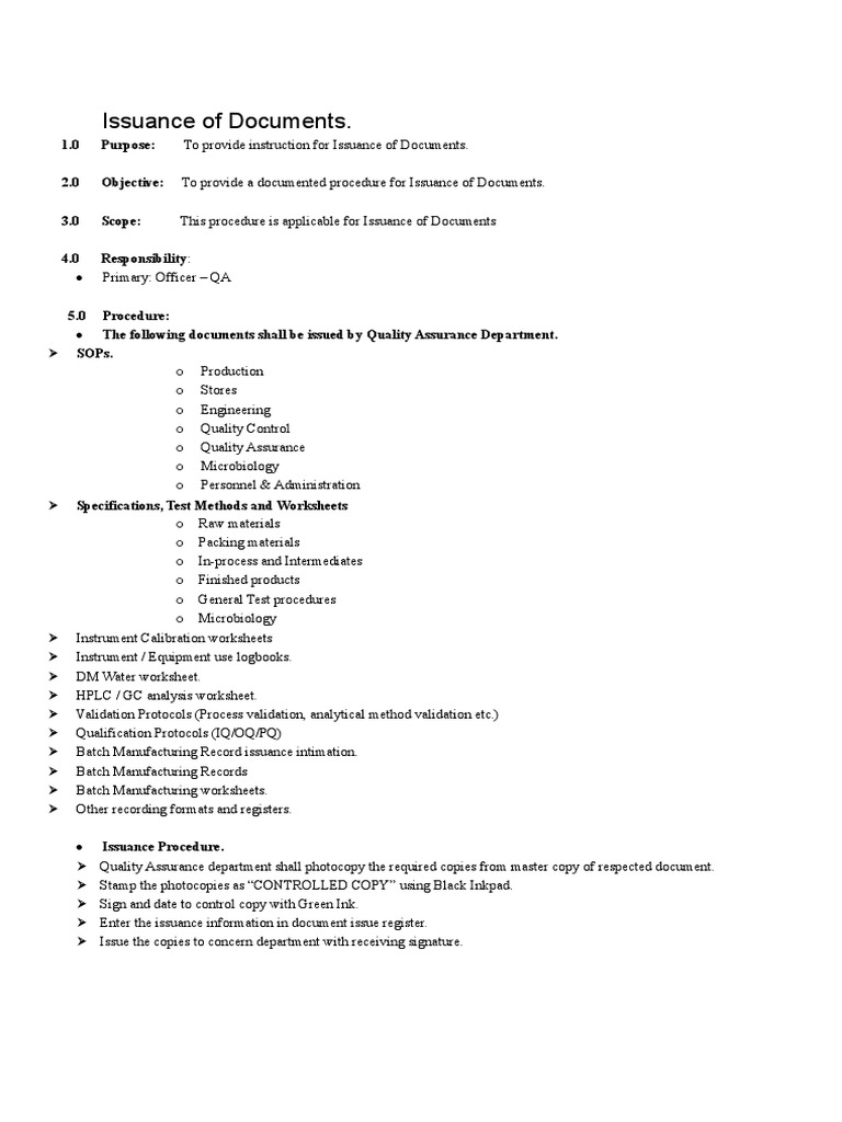 Issuance of Documents | PDF | Verification And Validation | Quality ...