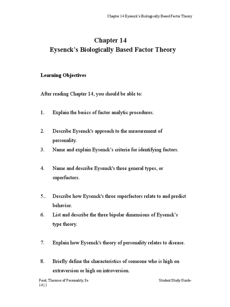 Feist8e SG Ch14 | PDF | Extraversion And Introversion | Personality ...