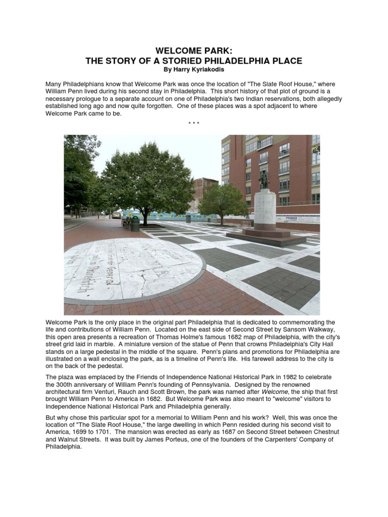 Welcome Park: A Tribute to William Penn | PDF | Travel