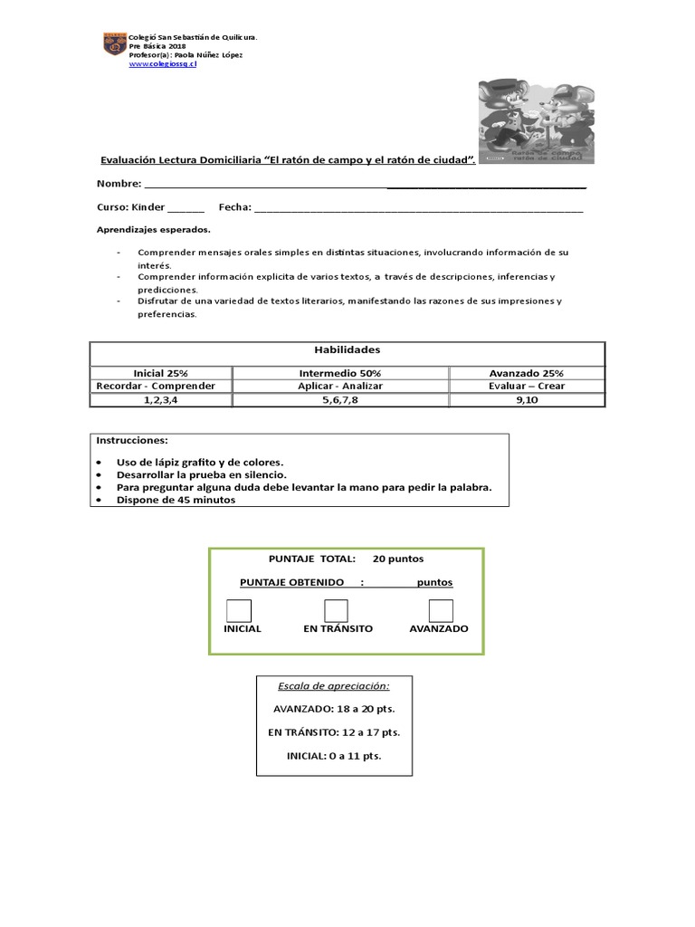 Prueba Cuento El Ratón de Campo y El Ratón de Ciudad Kinder Junio 2018 ...