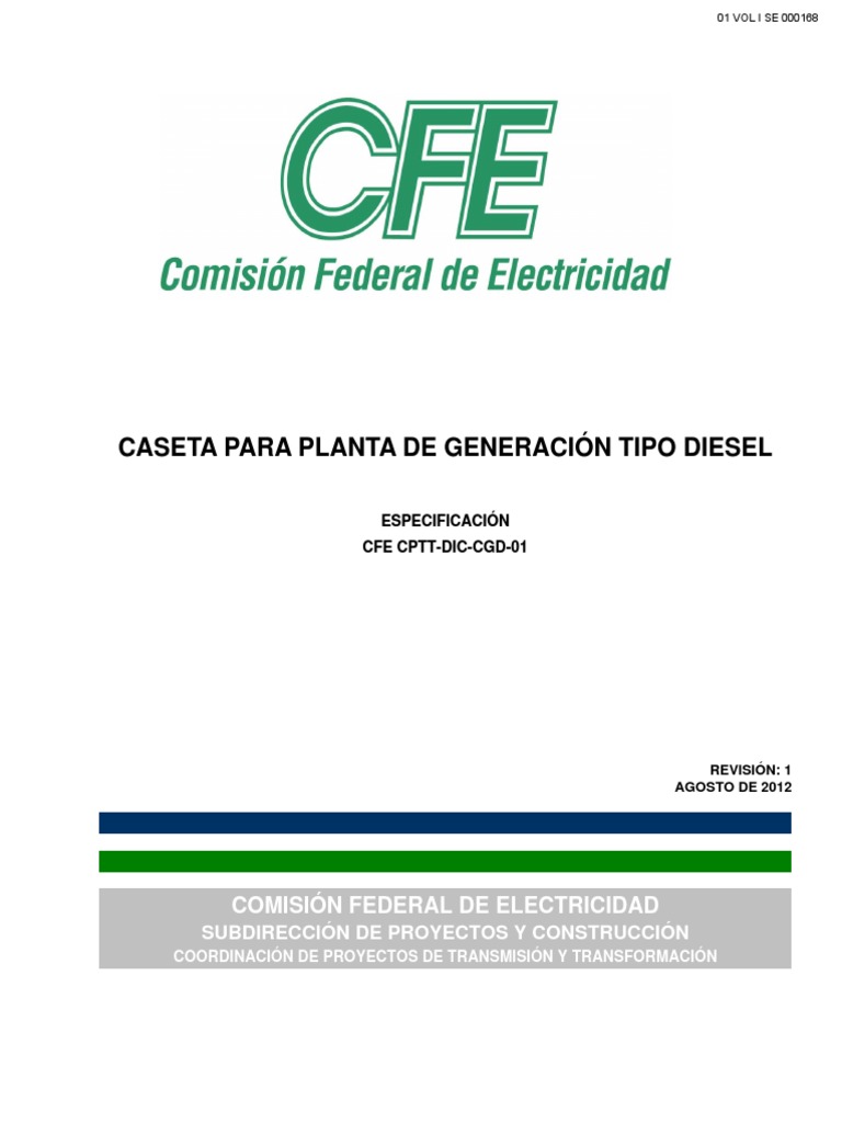 CFE CPTT DIC-CGD-01 Caseta para Planta de Generación Tipo Diesel | PDF ...