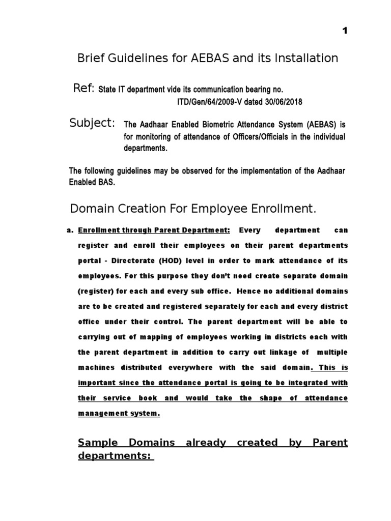 Brief Guidelines For AEBAS and Its Installation Ref: Subject | PDF ...