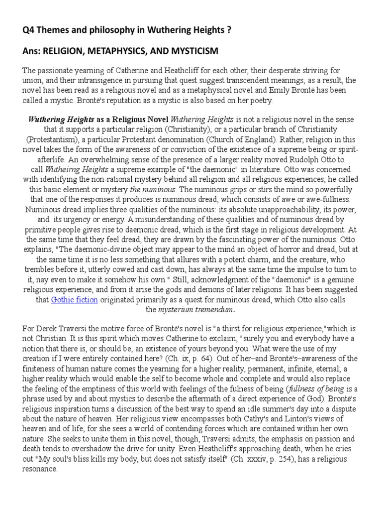 Themes of Religion and Metaphysics in Wuthering Heights | PDF ...