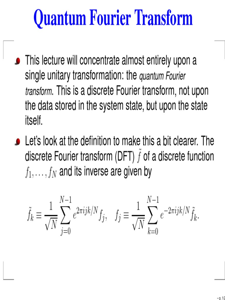 Quantum Fourier Transform | PDF | Theoretical Physics | Theoretical ...