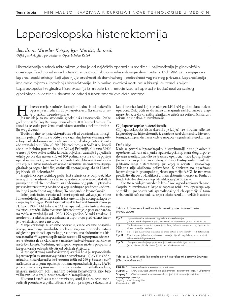 Laparoskopska Histerektomija | PDF