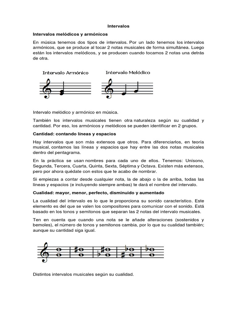 Clasificación y tipos de intervalos musicales | PDF | Armonía | Melodía