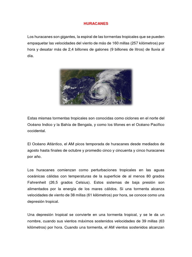 HURACANES Informe | PDF | Ciclones tropicales | Tornados