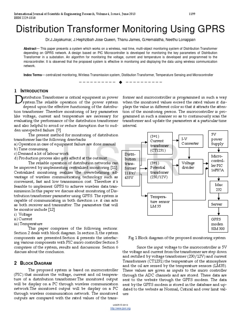 Distribution Transformer Monitoring Using Gprs PDF | PDF | Pic Microcontroller | Transformer