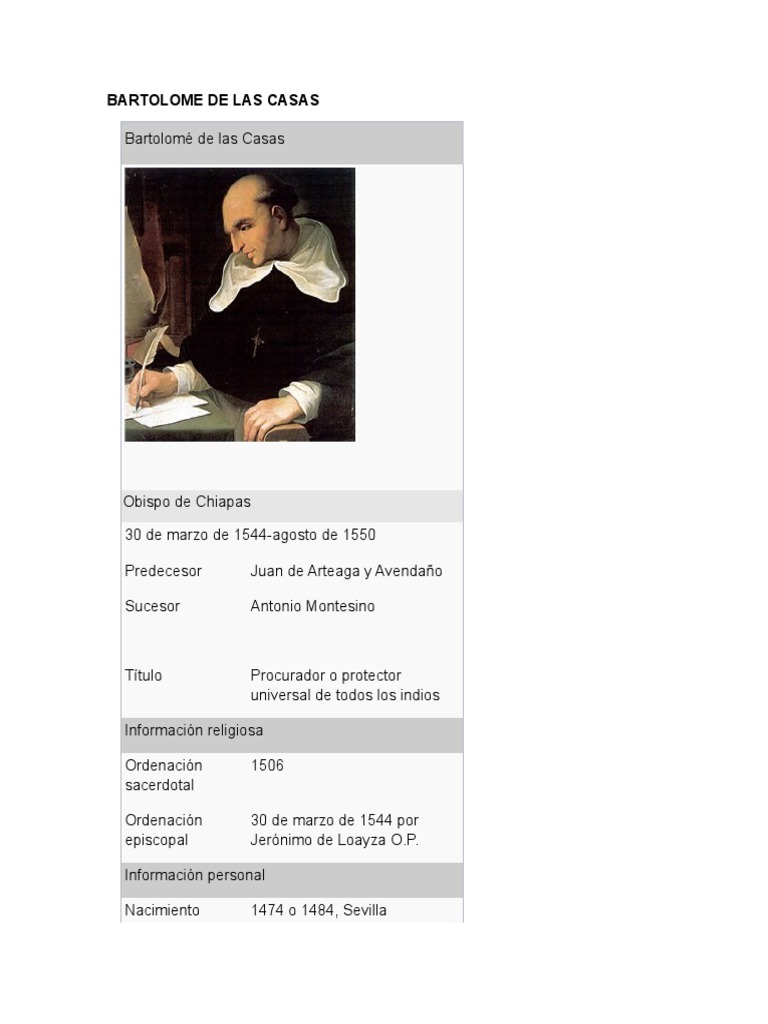 Bartolome de Las Casas | PDF | Antiguas colonias españolas ...