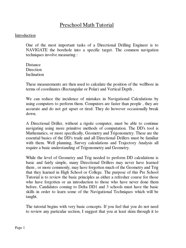 02 Basic Math For Directional Drilling Calculations | PDF | Circle ...