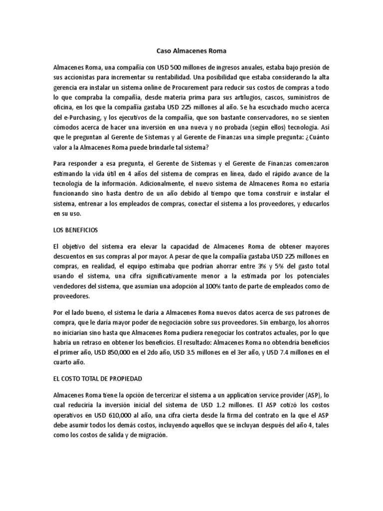 Caso Almacenes Roma | PDF | Impuestos | Economias