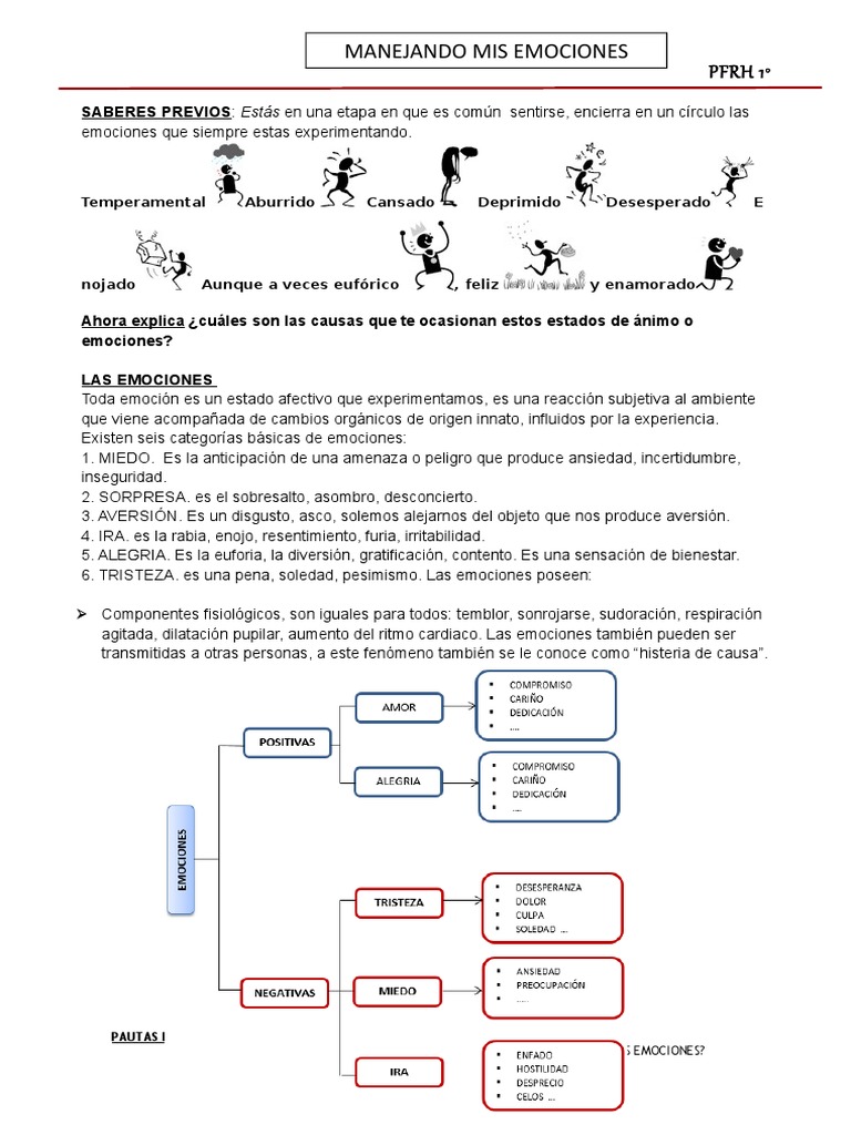 Manejando Mis Emociones Pdf Las Emociones Ira