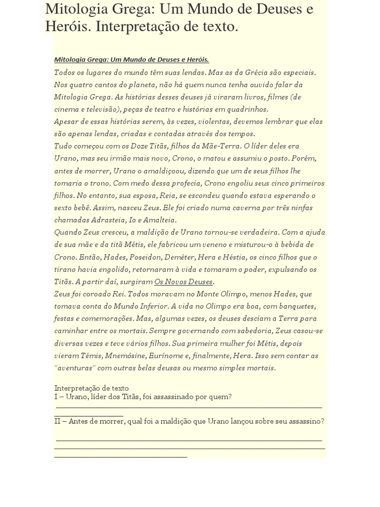 Mitologia Grega Docx Ramon Download Grátis Pdf Mitologia Grega Zeus