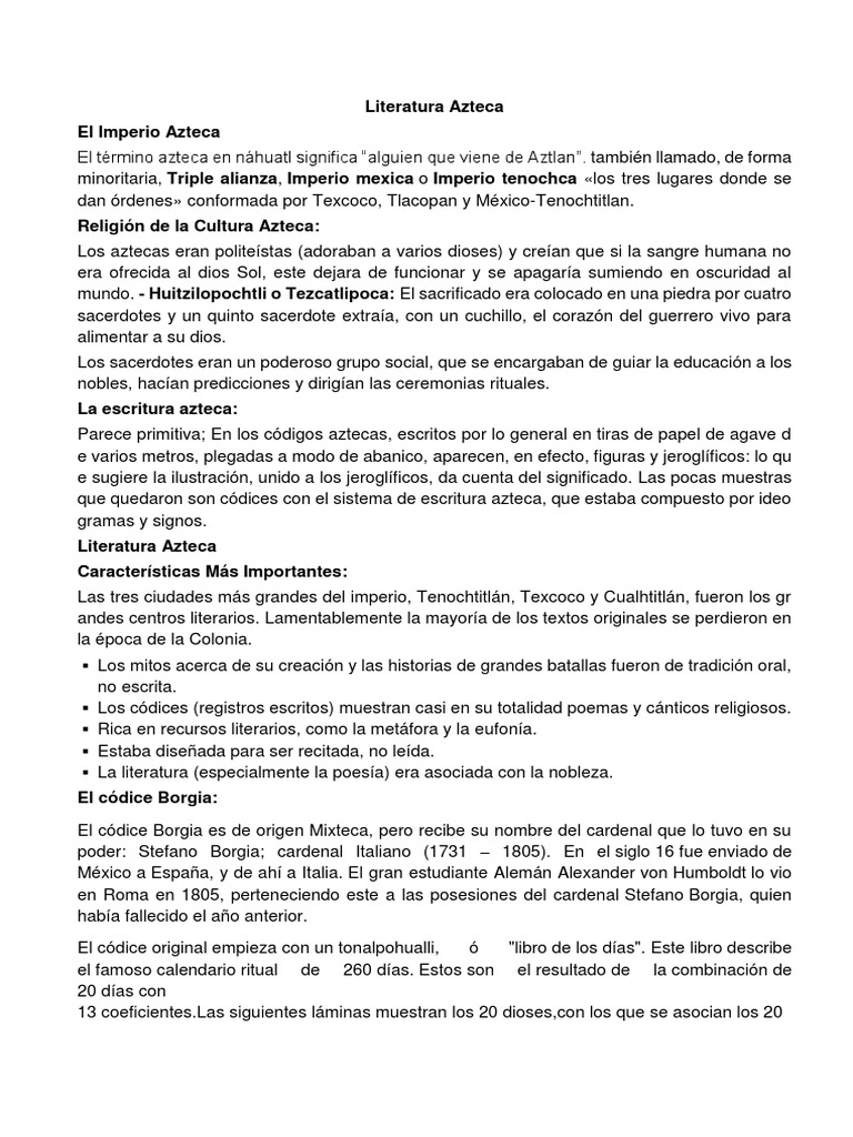 Literatura y Poesía Azteca: Un Análisis | PDF | azteca