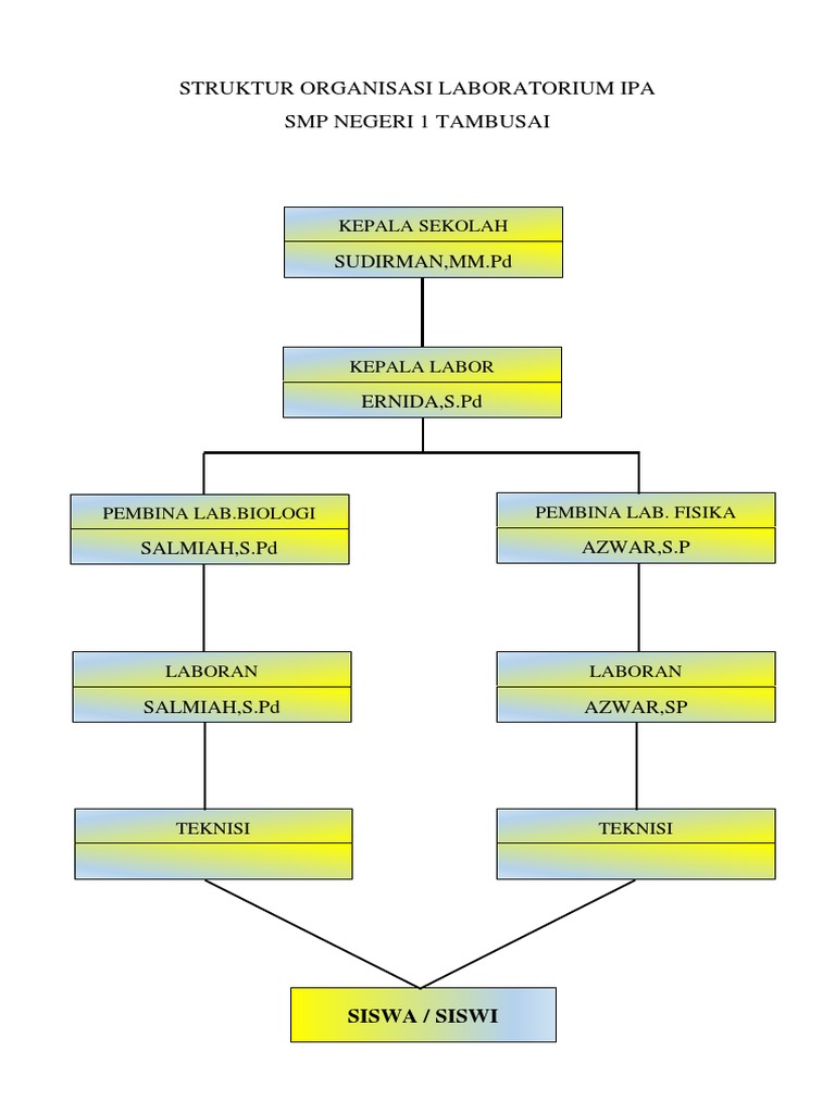 CONTOH Struktur Organisasi Laboratorium Ipa | PDF