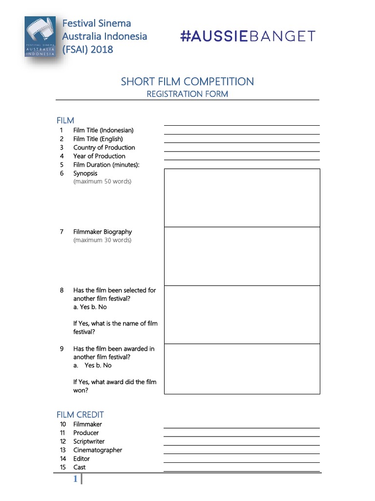 Contoh Registrasi Form Untuk Lomba Film | PDF | Filmmaking | Social Media