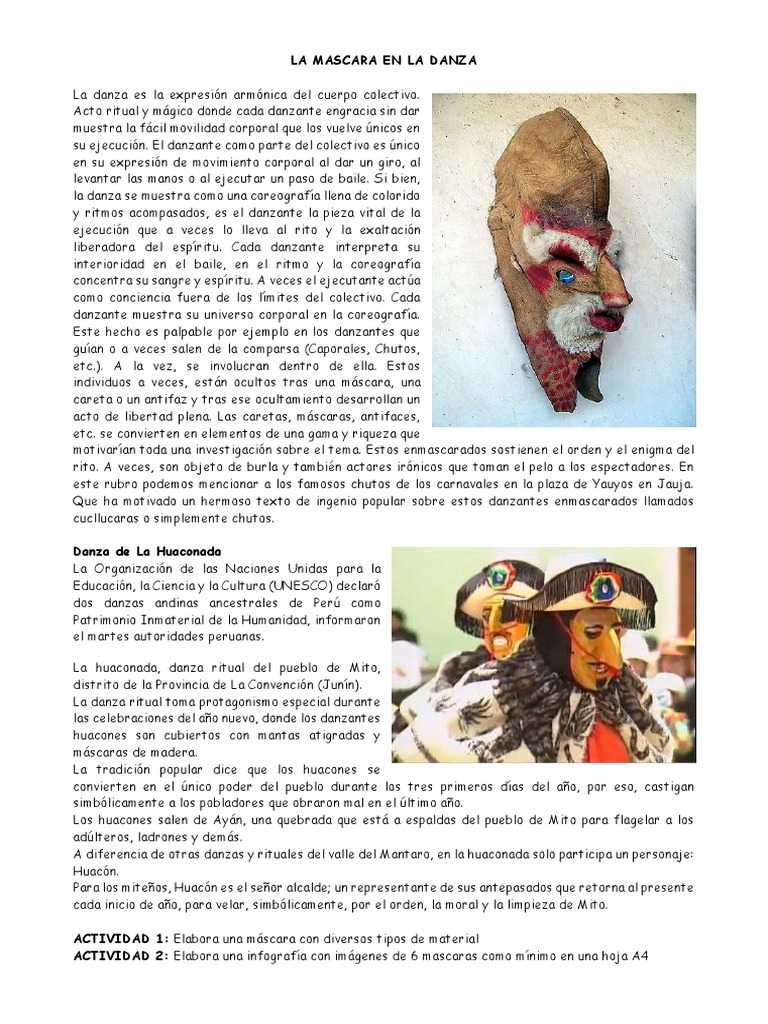 Máscaras en Danzas Peruanas | PDF | Máscara | Bailes