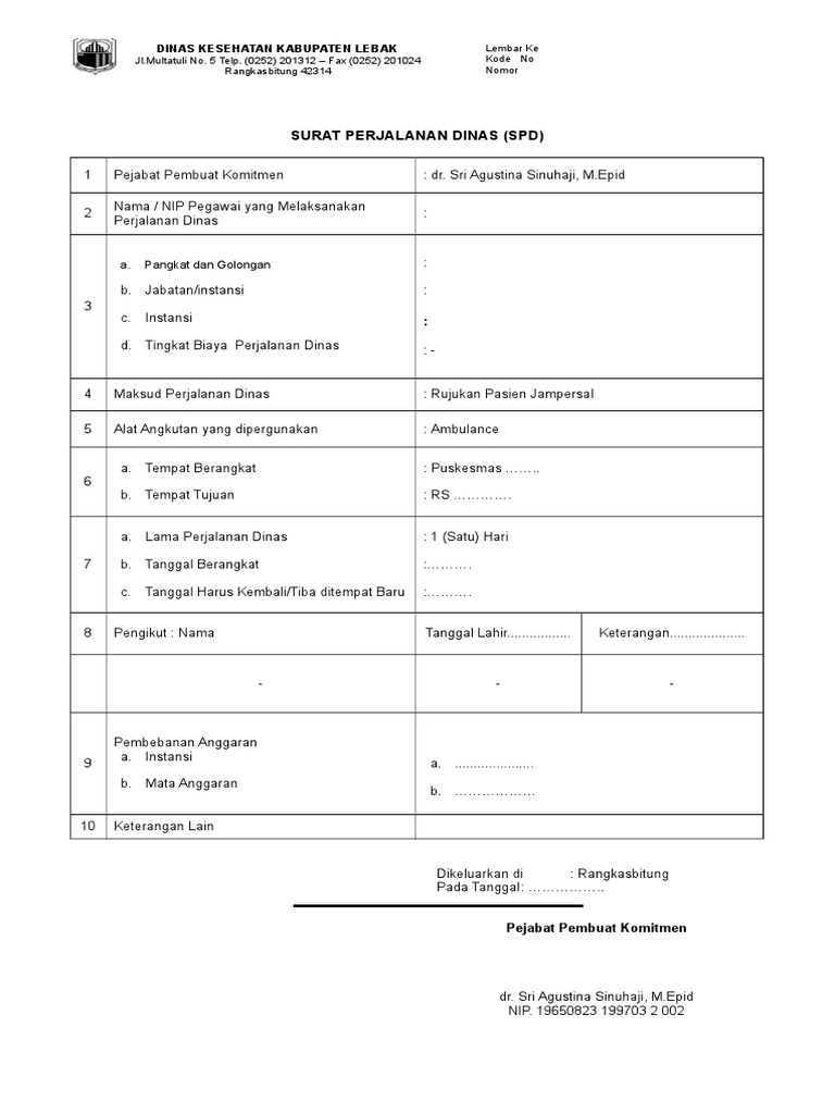 Contoh SPD Depan | PDF