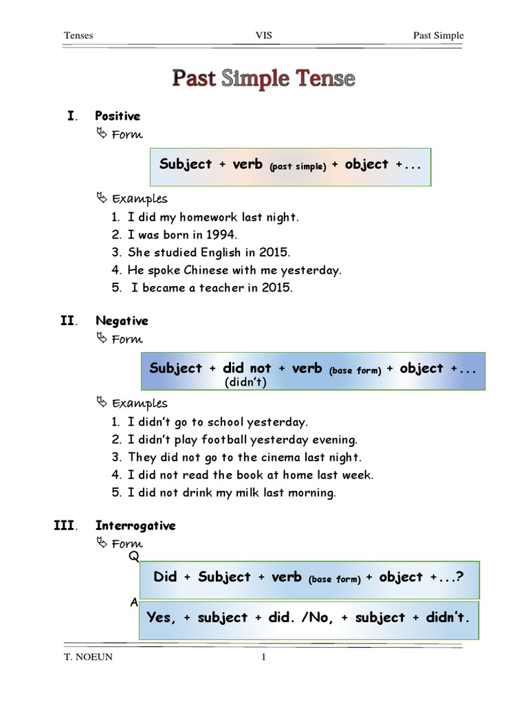 Past Simple | PDF | Verb | Syntax