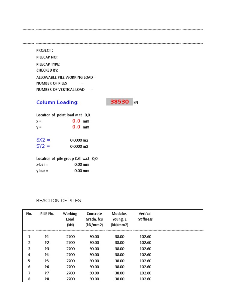Column Loading:: Distribution of Load On Individual Pile of A Pile ...