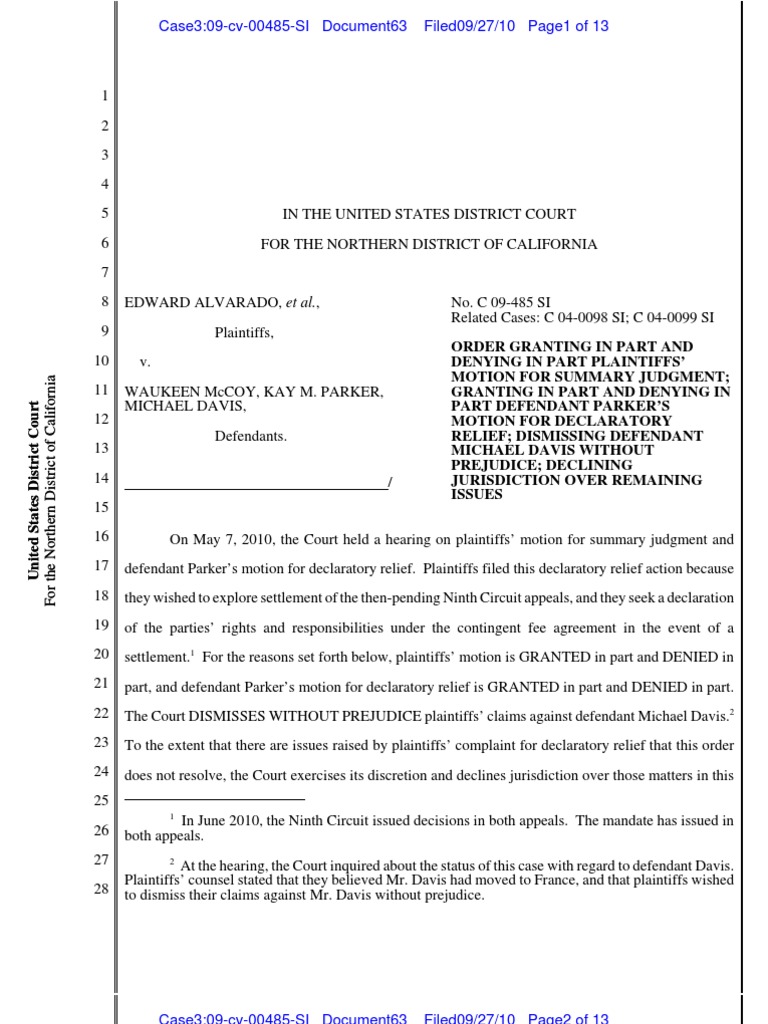 Alvarado v. McCoy | PDF | Declaratory Judgment | Summary Judgment