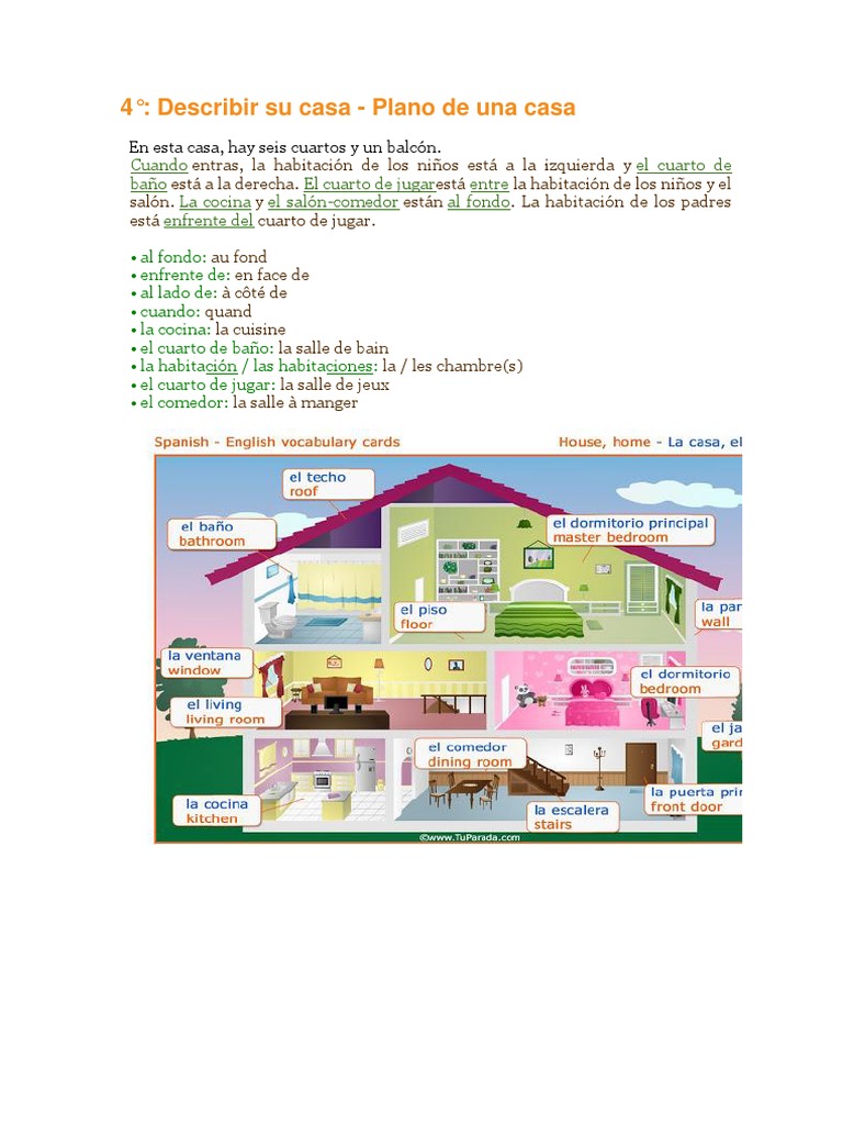 4°: Describir Su Casa - Plano de Una Casa | PDF