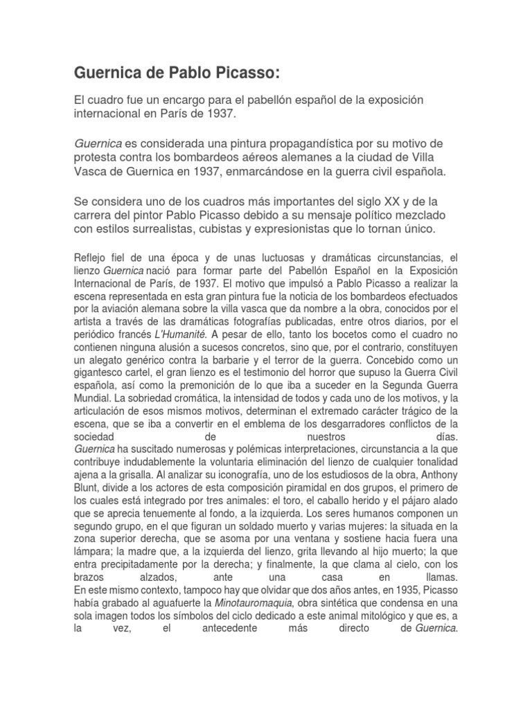 Guernica de Pablo Picasso | PDF | Pablo Picasso | Pinturas