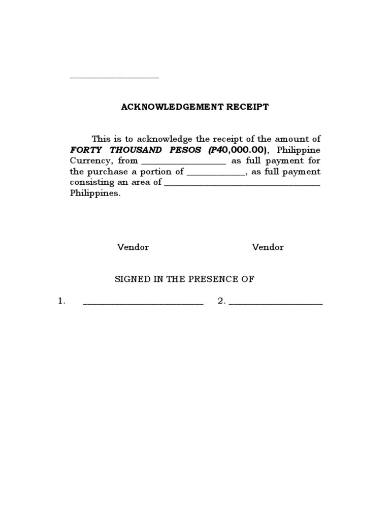 Acknowledgement Receipt - Template | PDF