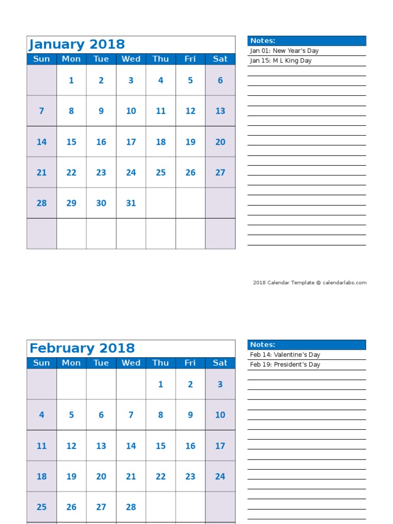 2018 Monthly Calendar Landscape 04 | PDF | Holidays | Observances