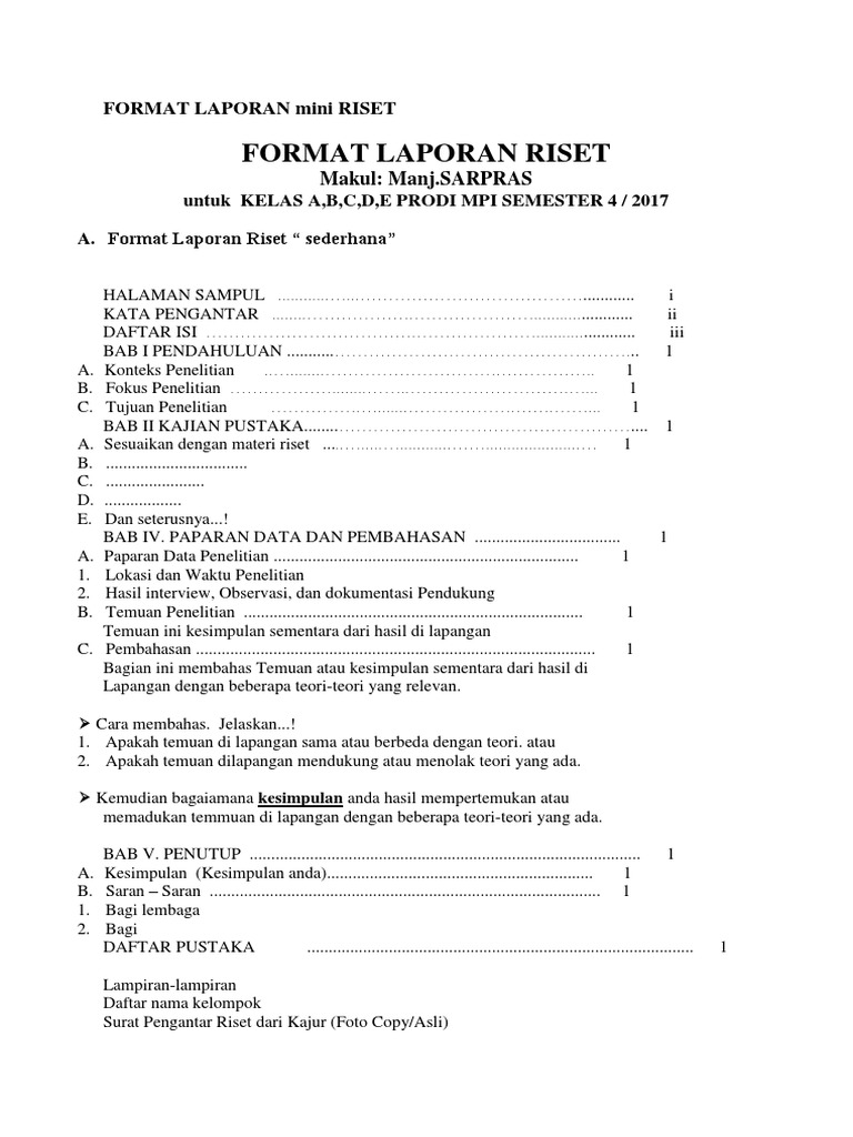 Format Laporan Mini Riset | PDF | Seni