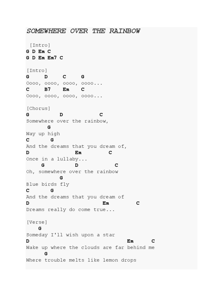 Somewhere Over The Rainbow | PDF