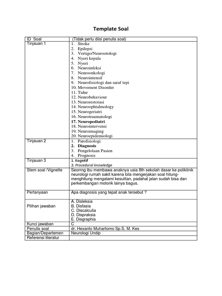 Soal MCQ OSCE SARAF | PDF