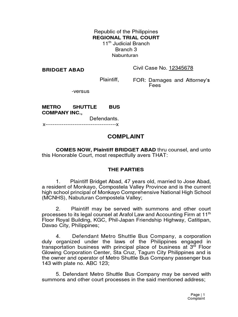 Complaint Final | Complaint | Damages