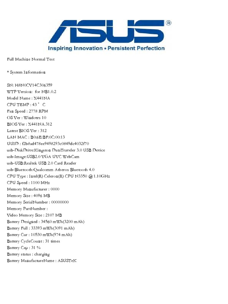 Asus Test Report PDF | PDF | Usb | Wi Fi