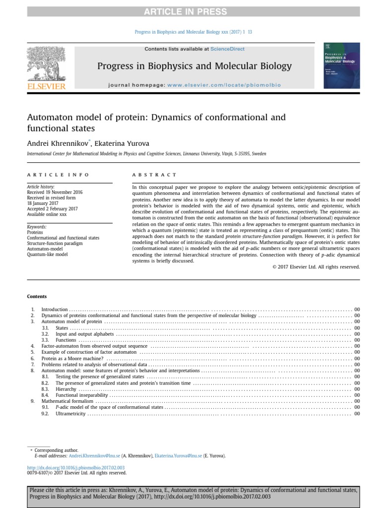 Automaton Model of Protein - Dynamics of Conformational and Functional ...