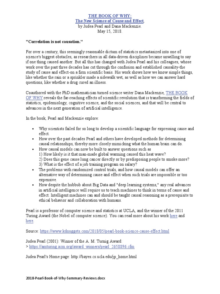 The Book of Why - The New Science of Cause and Effect | PDF | Causality ...