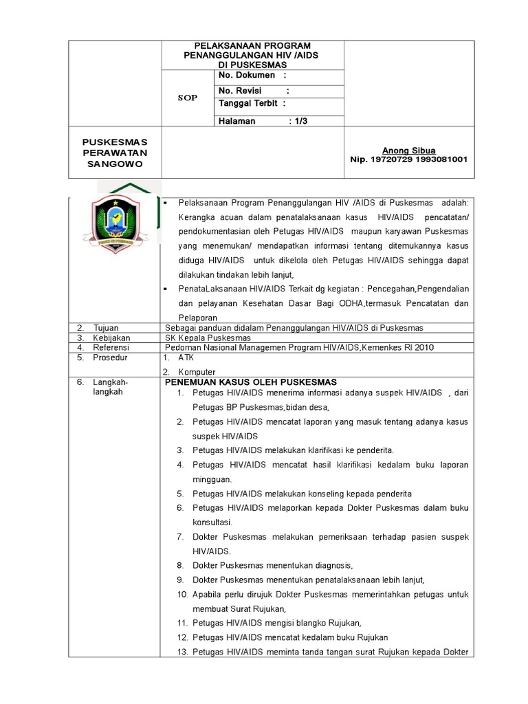 Sop Pelaksanaan Program Penanggulangan Hiv | PDF