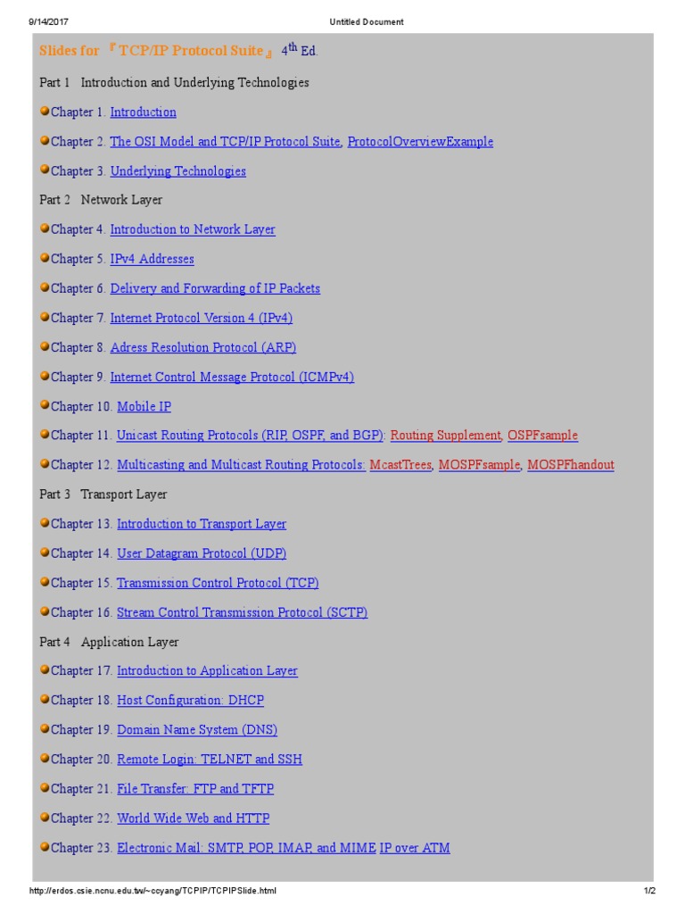 Slides for 『TCP/IP Protocol Suite』: Part 1 Introduction and Underlying Technologies | PDF ...