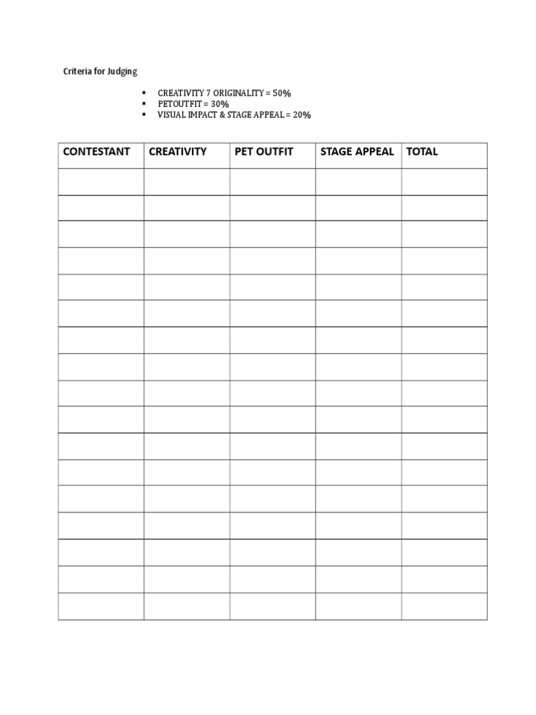Criteria For Judging | PDF