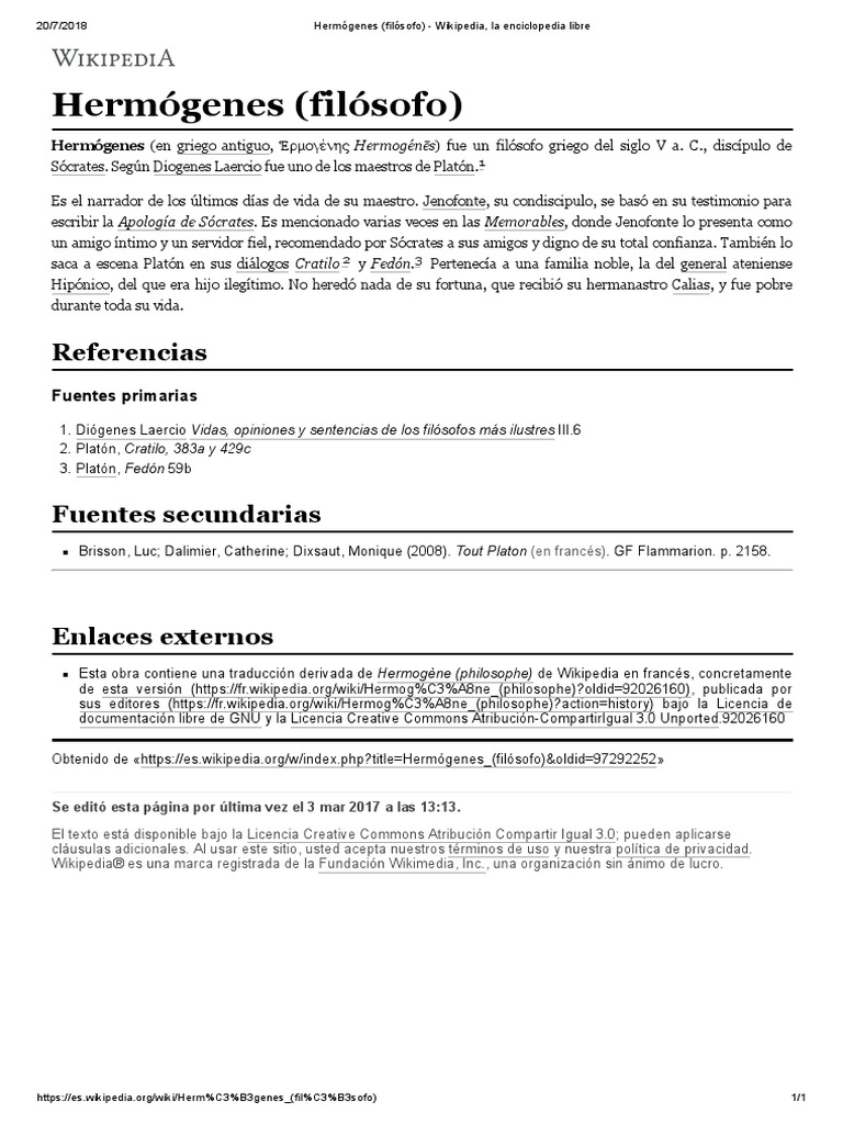 Hermógenes (Filósofo) - Wikipedia, La Enciclopedia Libre | PDF