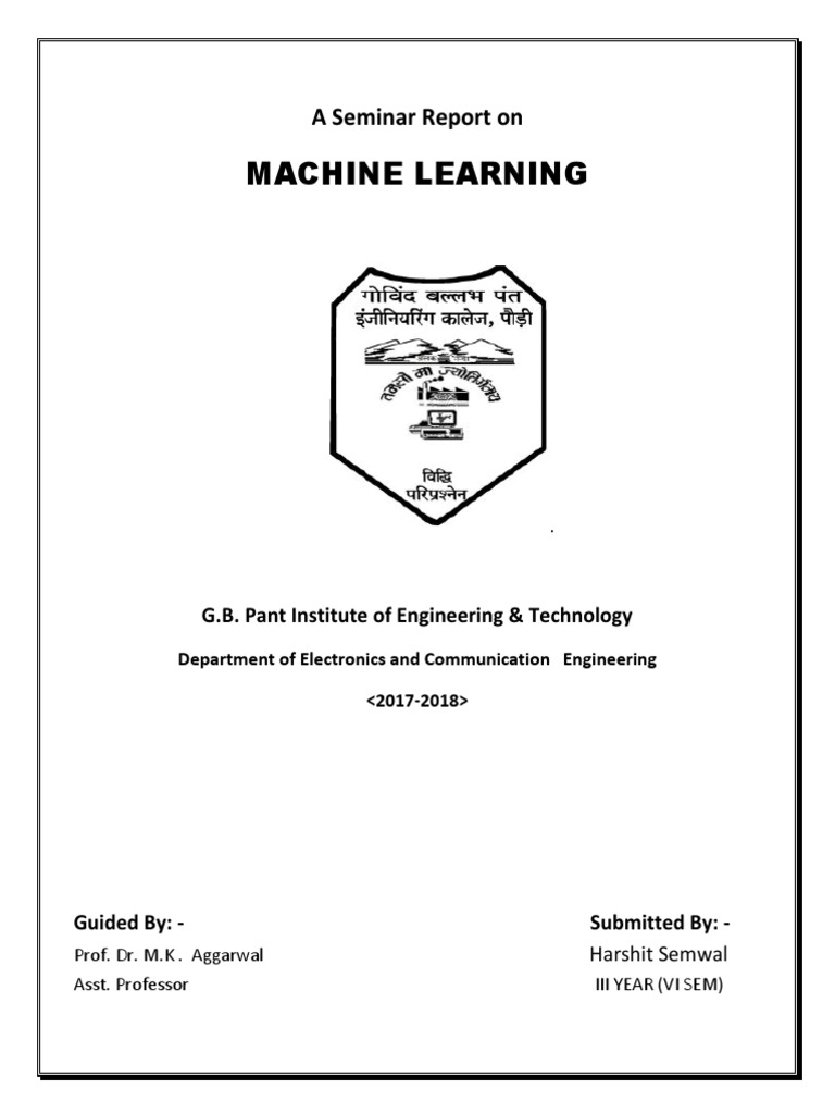 Seminar Report On Machine Learing | PDF | Statistical Classification ...