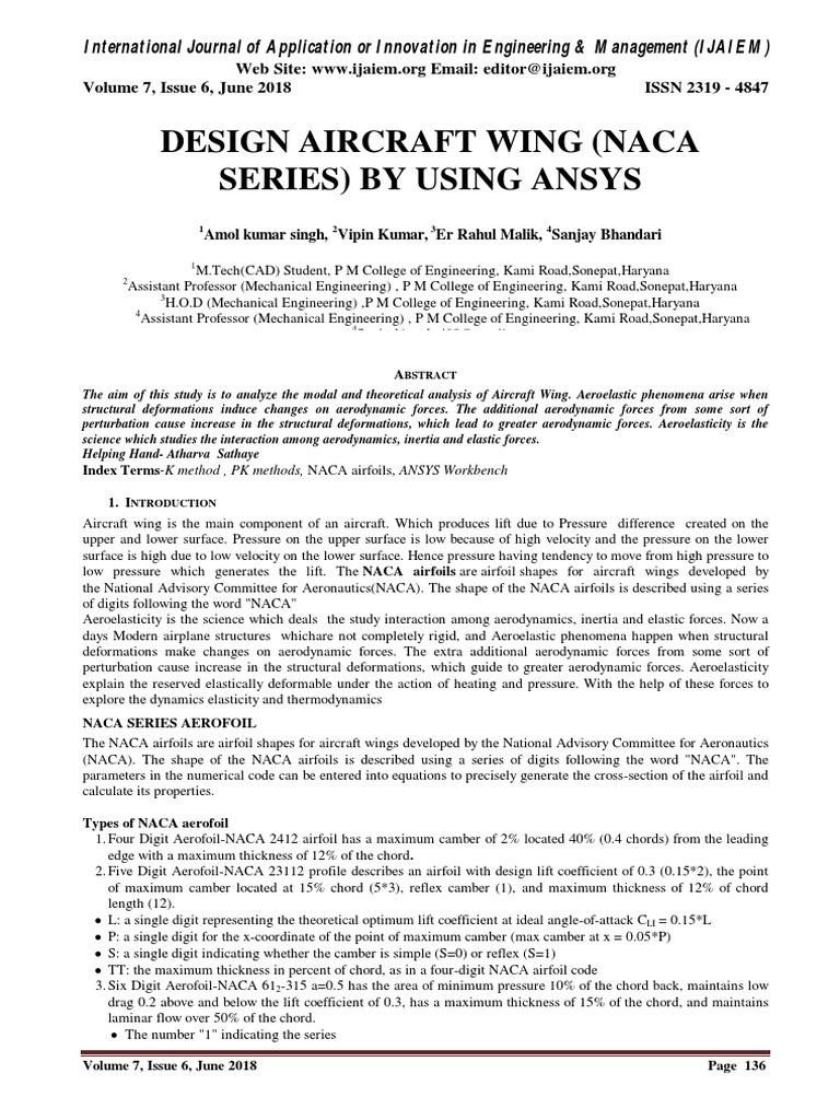 Design Aircraft Wing (Naca Series) by Using Ansys | PDF | Airfoil | Flight