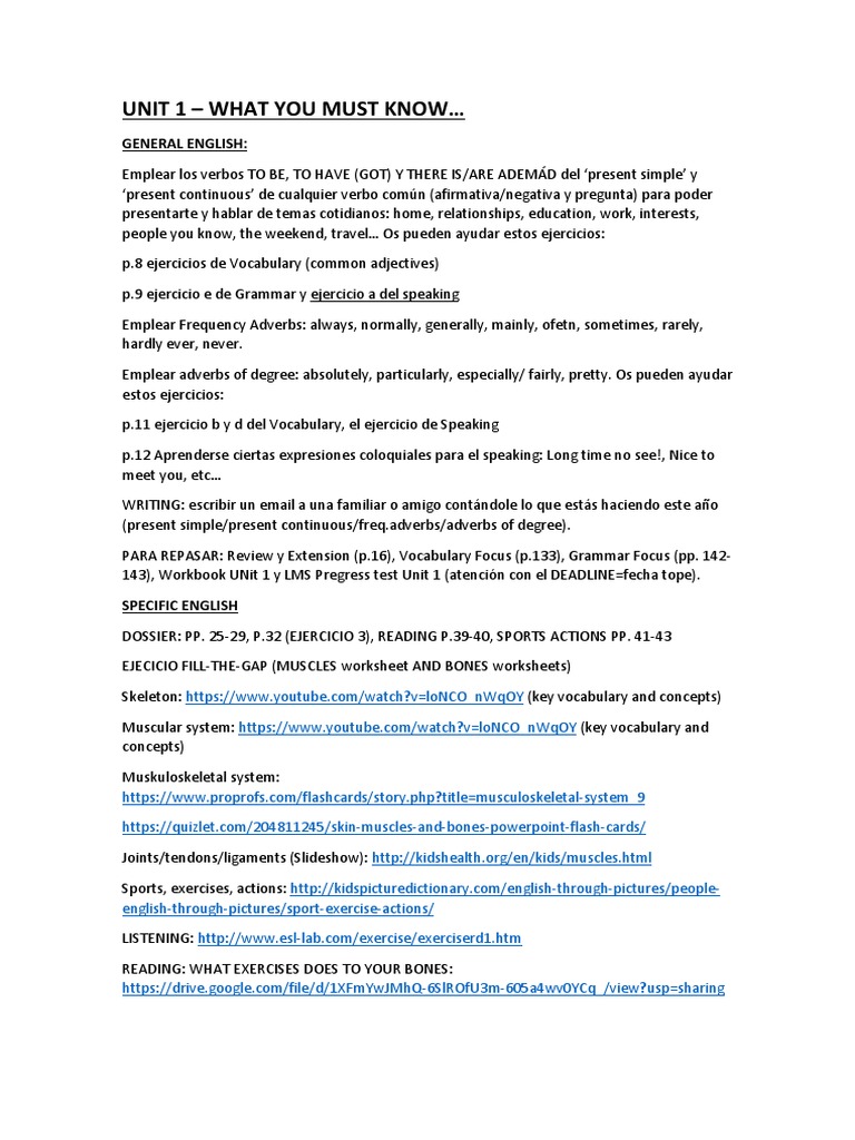 UNit 1 What You Must Know | PDF