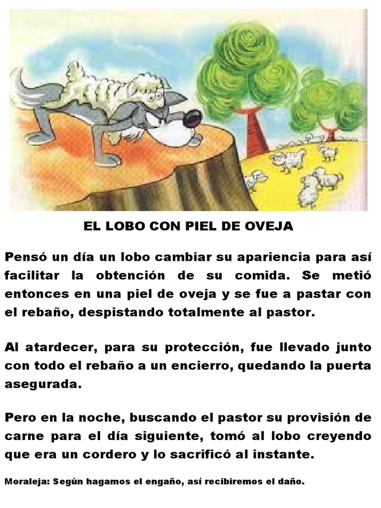 El lobo con piel de oveja: fábula y moraleja | PDF