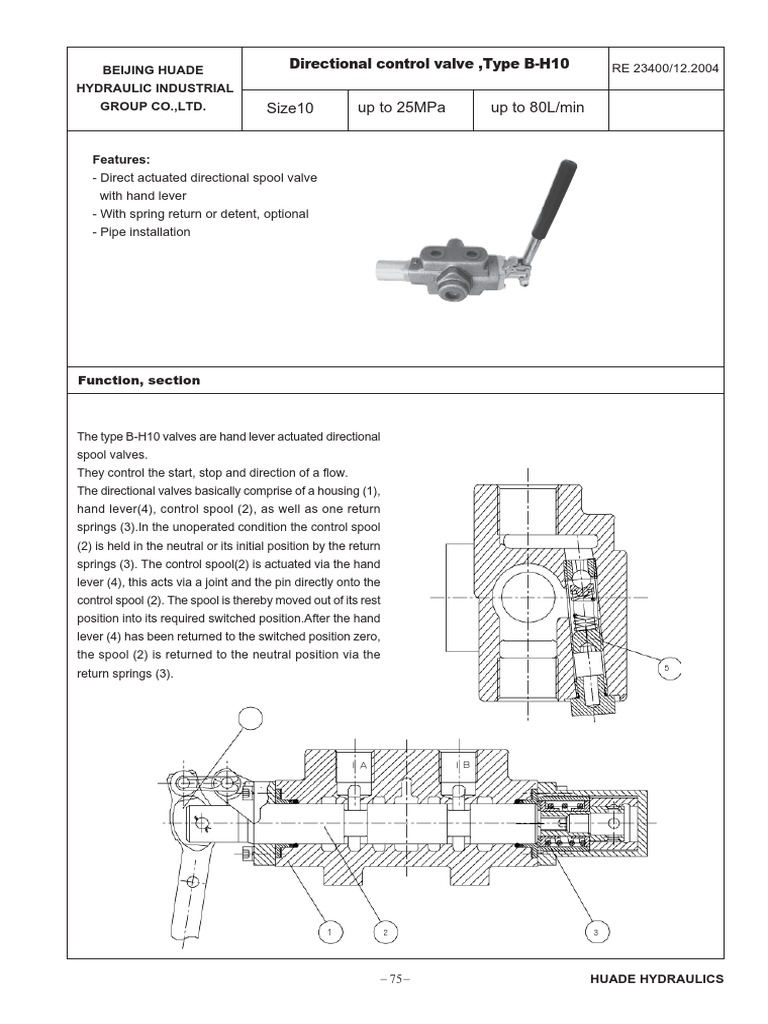 Directional Control Valve Type BH10 | PDF | Valve | Fluid Dynamics