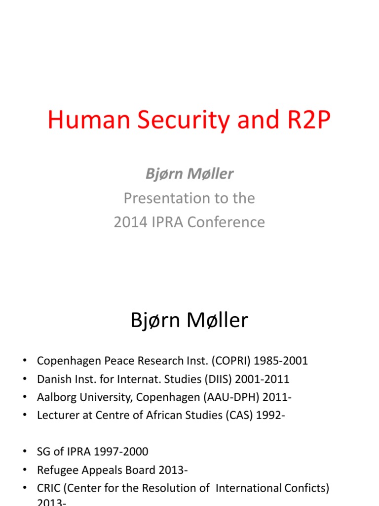 Human Security and R2P: Presentation To The 2014 IPRA Conference | PDF ...